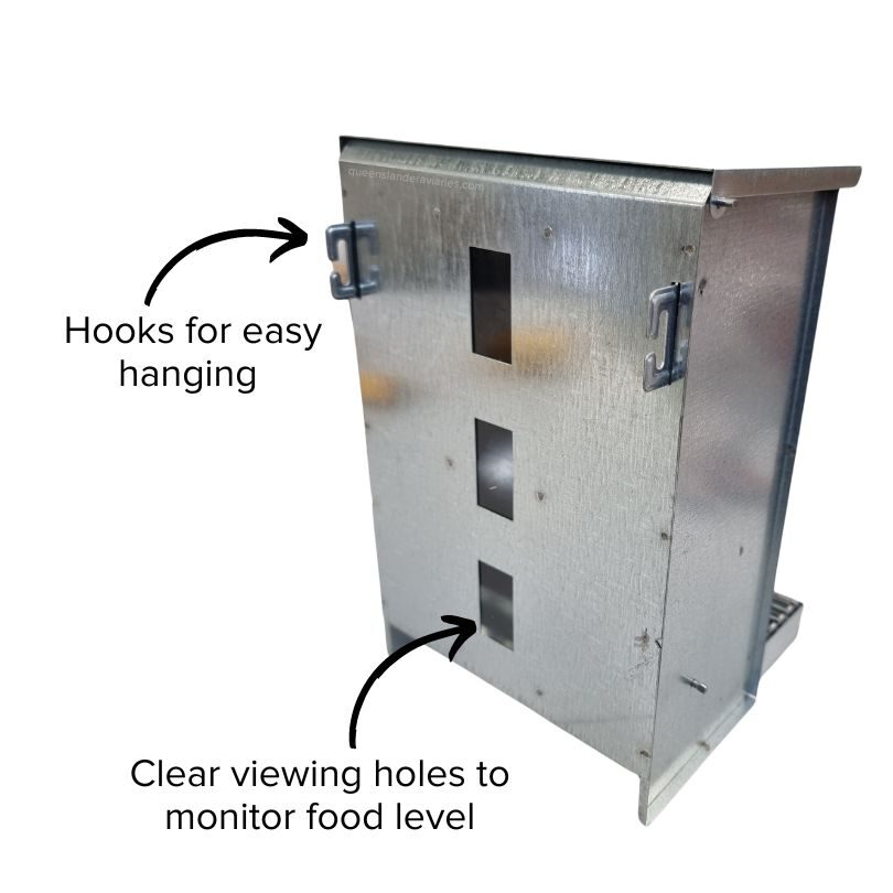 Galvanised Food Hopper – Queenslander Aviaries